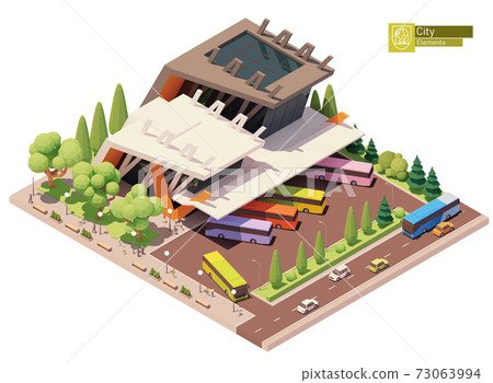 Vector isometric bus terminal or station - Stock Illustration [73063994 ...