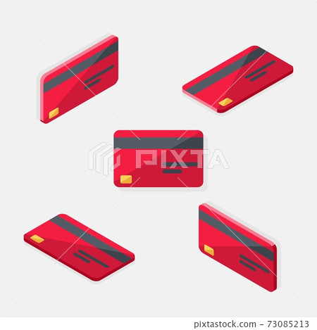 Credit card Red Isometric & Flat icon vector. - Stock Illustration ...