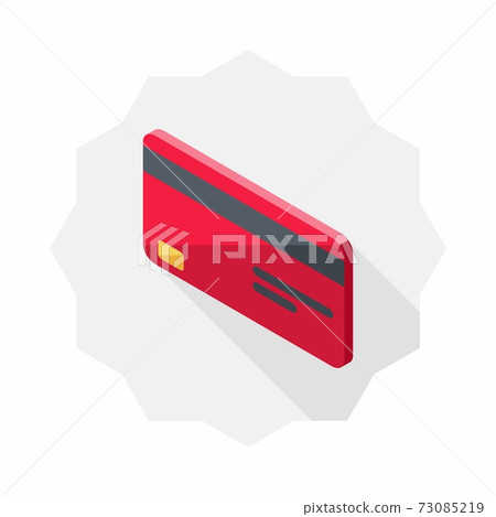 Credit card Red left view icon vector isometric. - Stock Illustration ...