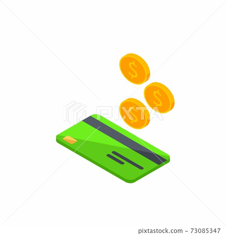 Cash get a bank card Green left view - White... - Stock Illustration [73085347] - PIXTA
