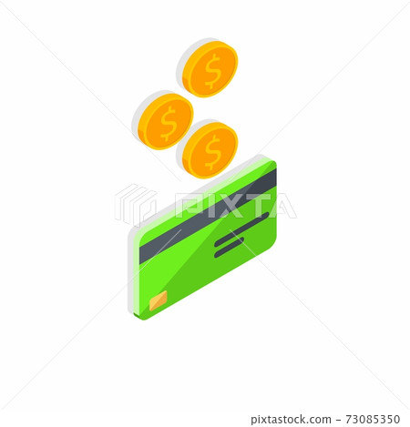 Cash get a bank card Green right view - Shadow...-插圖素材 [73085350] - PIXTA圖庫