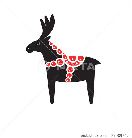 Vector flat Scandinavian Dala deer moose-插圖素材 [73089742] - PIXTA圖庫