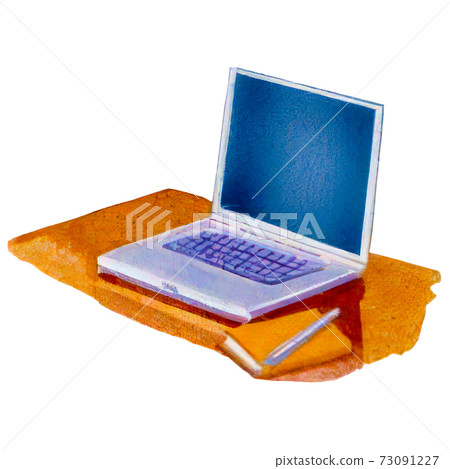 Simple watercolor laptop illustration - Stock Illustration [73091227 ...