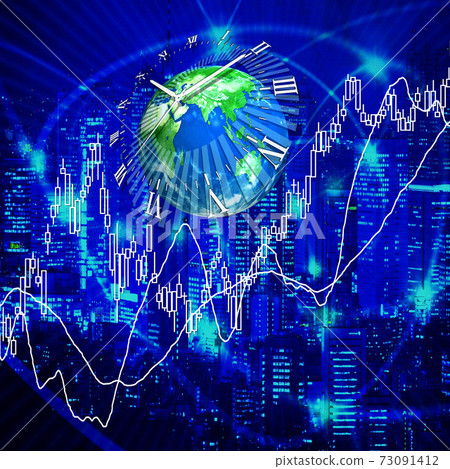 Internet city and stock market clock - Stock Illustration [73091412 ...