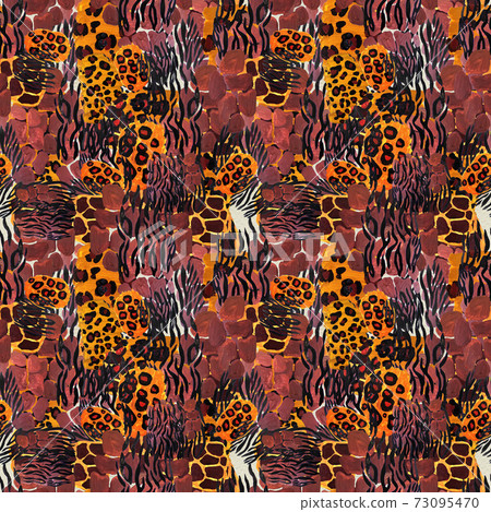 Animal mix print seamless pattern. Abstract... - Stock Illustration ...