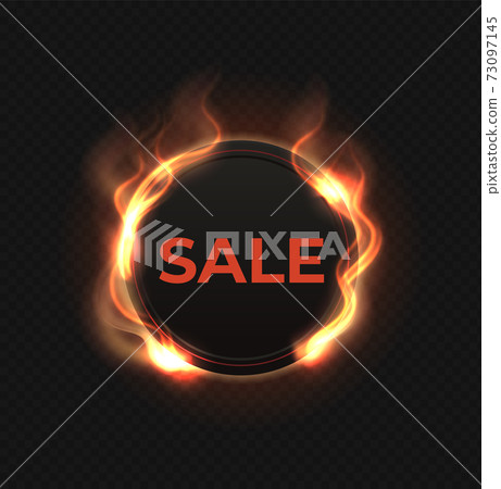 Fire sale label. Realistic flame banner. Burned... - Stock Illustration ...