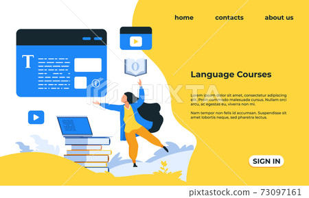 Language courses landing page. Web service for... - Stock Illustration ...