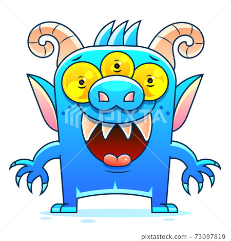 Blue Monster Cartoon Vector Sketch Stock... - Stock Illustration ...