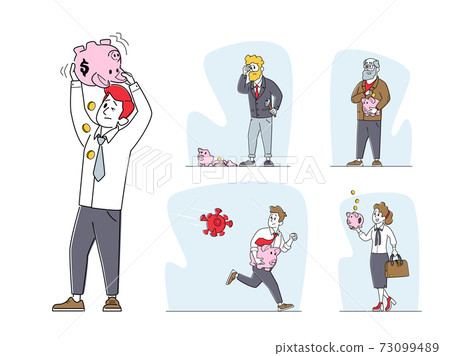 Set of Businesspeople Characters Take Money... - Stock Illustration ...