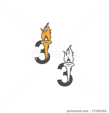 Number 3 icon logo combined with torch icon design - Stock Illustration ...