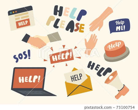 Set Icons Request for Help Theme. Handshake,... - Stock Illustration ...