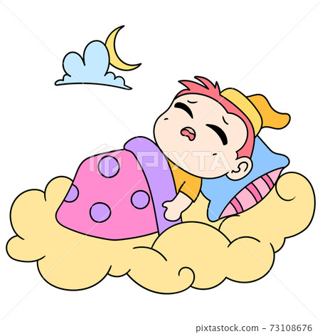 sleep soundly of a child at night, doodle icon... - Stock Illustration ...