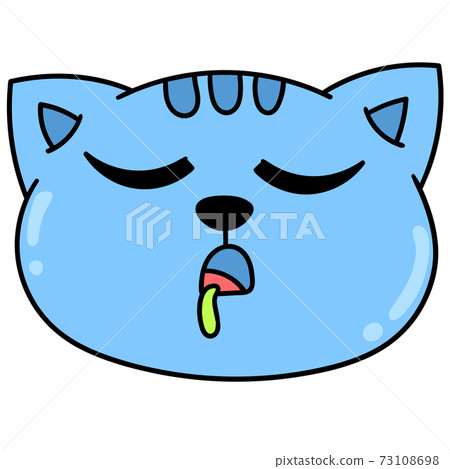 cat head emoticon sleeping soundly and... - Stock Illustration ...