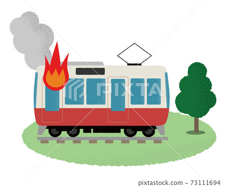 Vector illustration of a train in a fire - Stock Illustration [73111694 ...