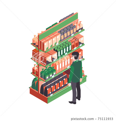 Isometric Supermarket Shelf Composition - Stock Illustration [73111933 ...