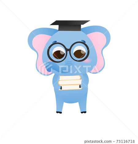 Cute elephant holding books, educational... - Stock Illustration ...