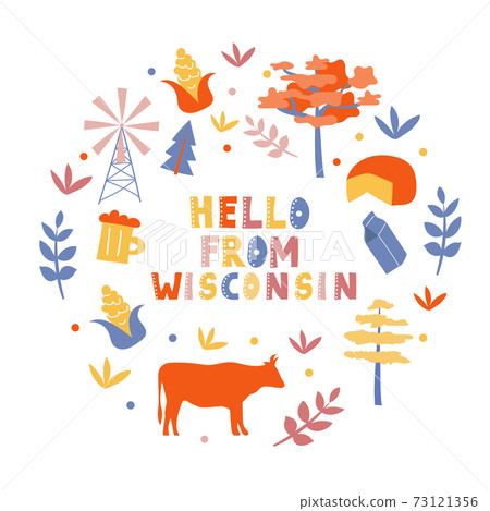 USA collection. Hello from Wisconsin theme.... - Stock Illustration ...
