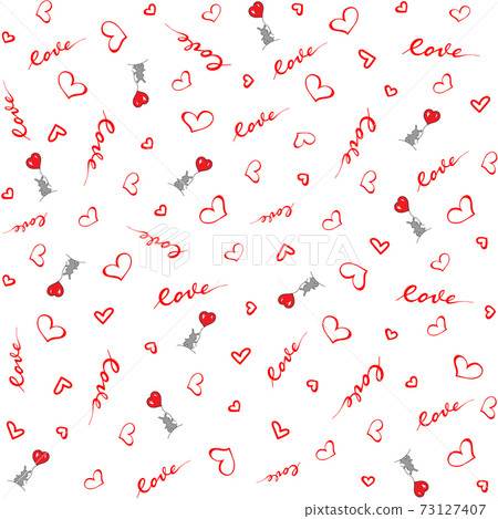 Love theme pattern with cute bunny and red...-插圖素材 [73127407] - PIXTA圖庫