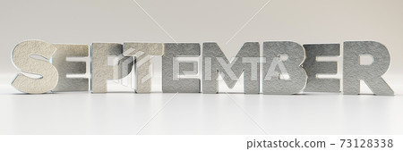 September calendar month - letters in metal, 3d... - Stock Illustration ...
