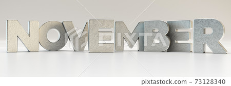 November calendar month - letters in metal, 3d... - Stock Illustration ...