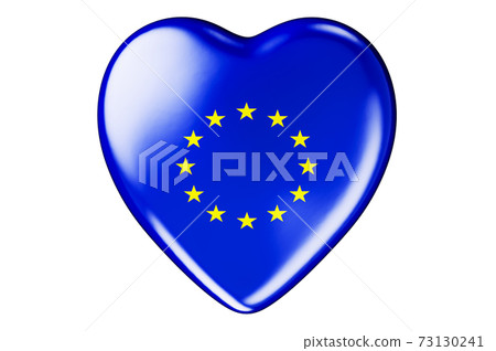 Heart with the European Union flag, 3D rendering - Stock Illustration ...