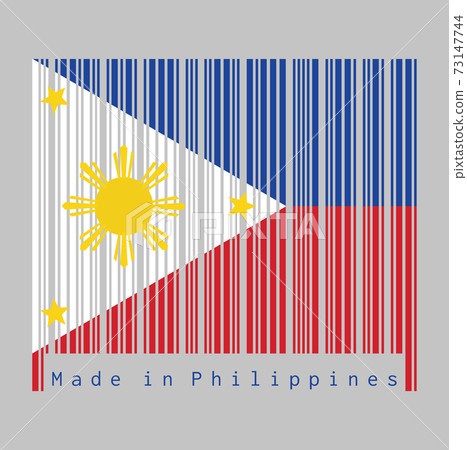 Barcode set the color of Philippines flag, text... - Stock Illustration ...
