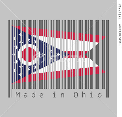 Ohio flag on dark grey barcode, The states of... - Stock Illustration ...