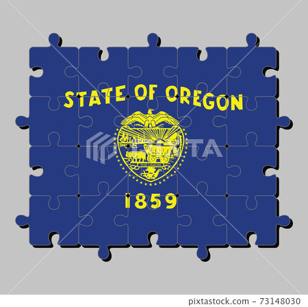Jigsaw puzzle of Oregon flag in cost of arm in... - Stock Illustration ...
