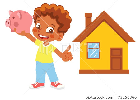Boy points to the house - Stock Illustration [73150360] - PIXTA