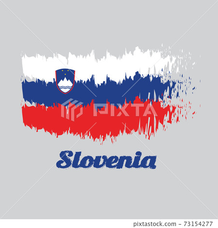 Brush style color flag of Slovenian, with text...-插圖素材 [73154277] - PIXTA圖庫