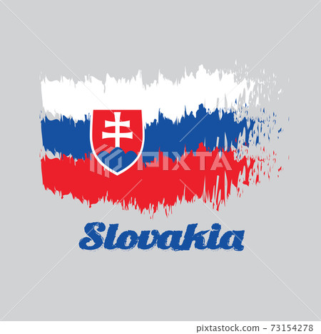 Brush style color flag of Slovak, with text... - Stock Illustration ...