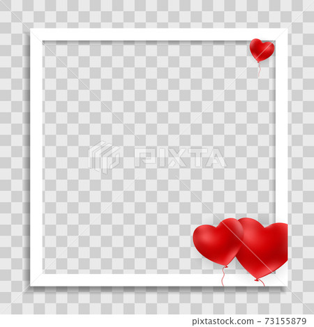Empty Blank Photo Frame with Hearts Template... - Stock Illustration ...