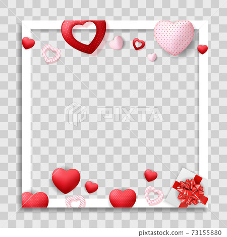 Empty Blank Photo Frame with Hearts Template... - Stock Illustration ...