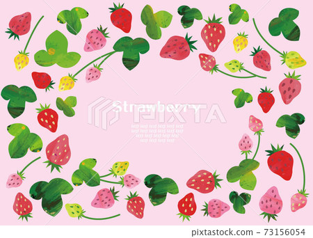 Strawberry background frame pink - Stock Illustration [73156054] - PIXTA
