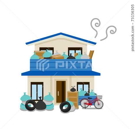 House with a lot of garbage - Stock Illustration [73156305] - PIXTA