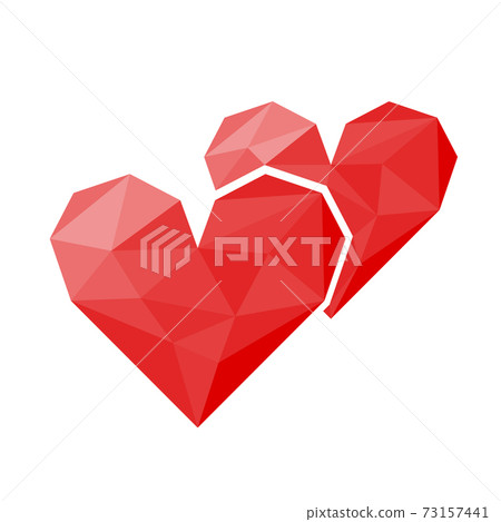 Polygon Two Red Hearts Icon For Valentine's Day. - Stock Illustration ...