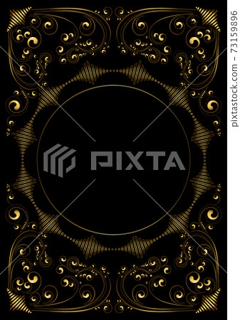 Gold frame of curly strokes surrounded by gold... - Stock Illustration ...