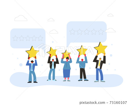 Feedback concept. People with stars in their hands - Stock Illustration ...