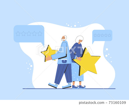 Feedback concept. People with stars in their hands - Stock Illustration ...