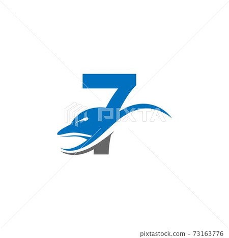 Dolphin with number 7 logo icon design concept... - Stock Illustration ...