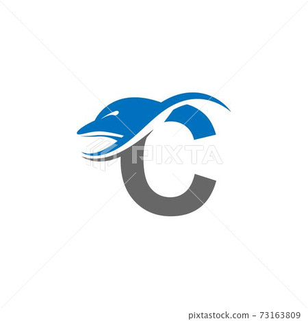 Dolphin with Letter C logo icon design concept... - Stock Illustration ...