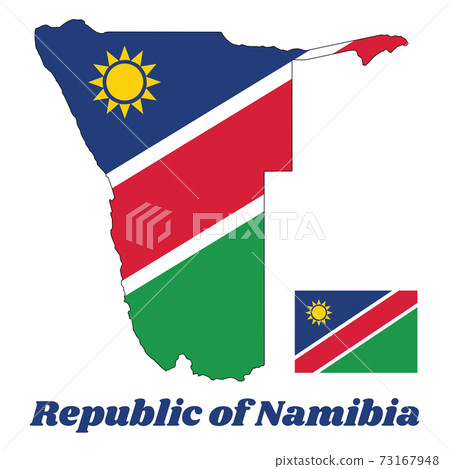 Map outline and flag of Namibia, with name text... - Stock Illustration ...