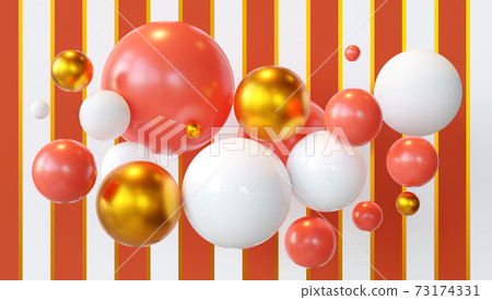 Abstract objects in red, white and gold. 3D... - Stock Illustration ...
