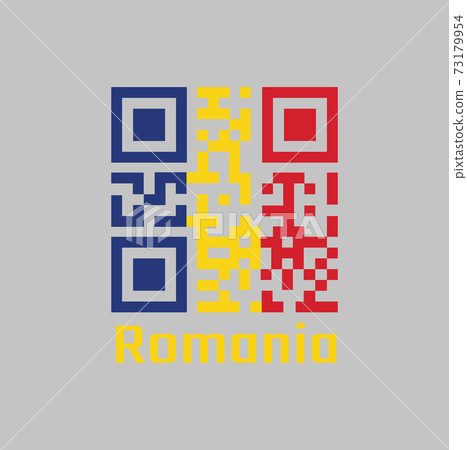 QR code set the color of Romania flag, a... - Stock Illustration ...