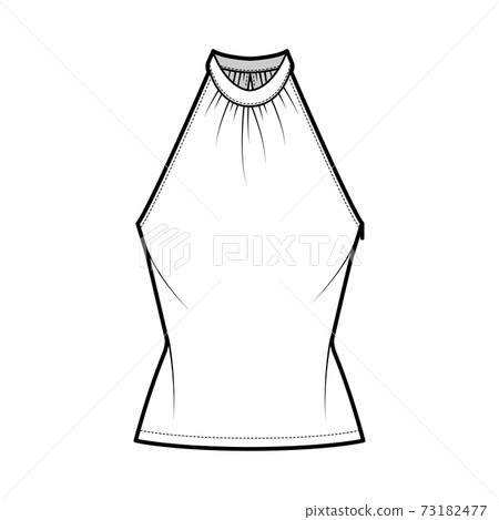 Top banded high neck halter tank technical... - Stock Illustration ...