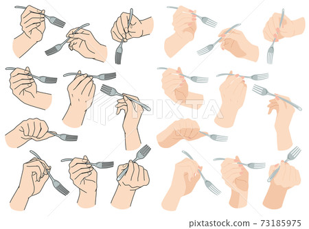Hand holding a fork while eating - Stock Illustration [73185975] - PIXTA