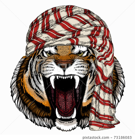 Wild animal wearing keffiyeh or kufiya. Animal... - Stock Illustration ...