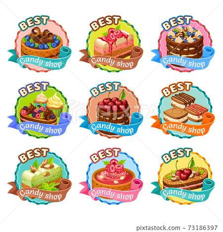 Colorful Candy Shop Stickers Set - Stock Illustration [73186397] - PIXTA
