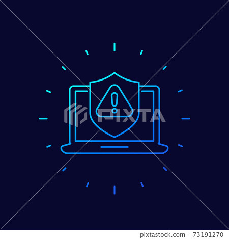 cyber attack alert icon, linear vector design - Stock Illustration ...