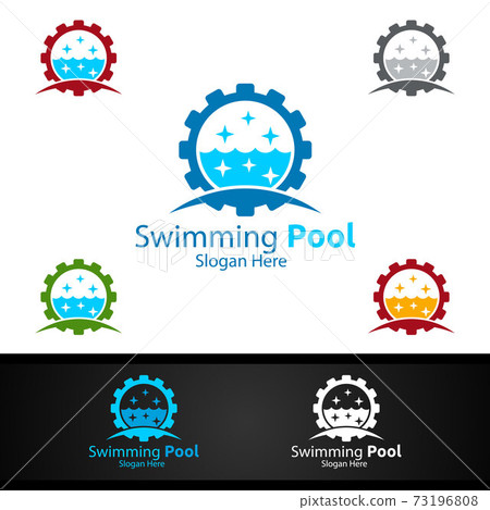 Swimming Pool Service Logo with Cleaning Pool... - Stock Illustration ...